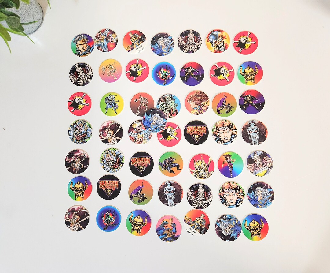 Skeleton Warrior Pogs Set of 50 Game Pieces Lot 1 - 1990s Game Night ...