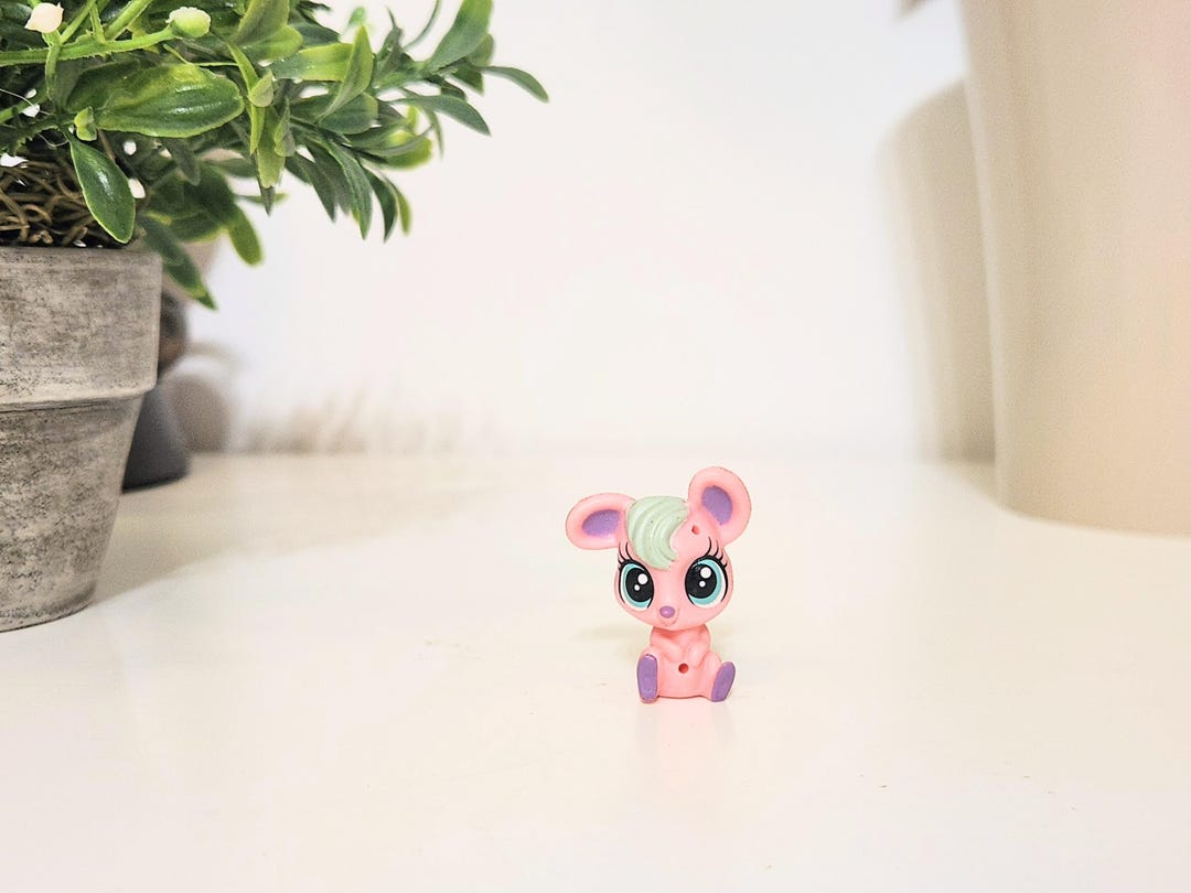 LPS Pink Mouse #4077 Everly Musberger Purple Ears-green/blue Hair-mini ...