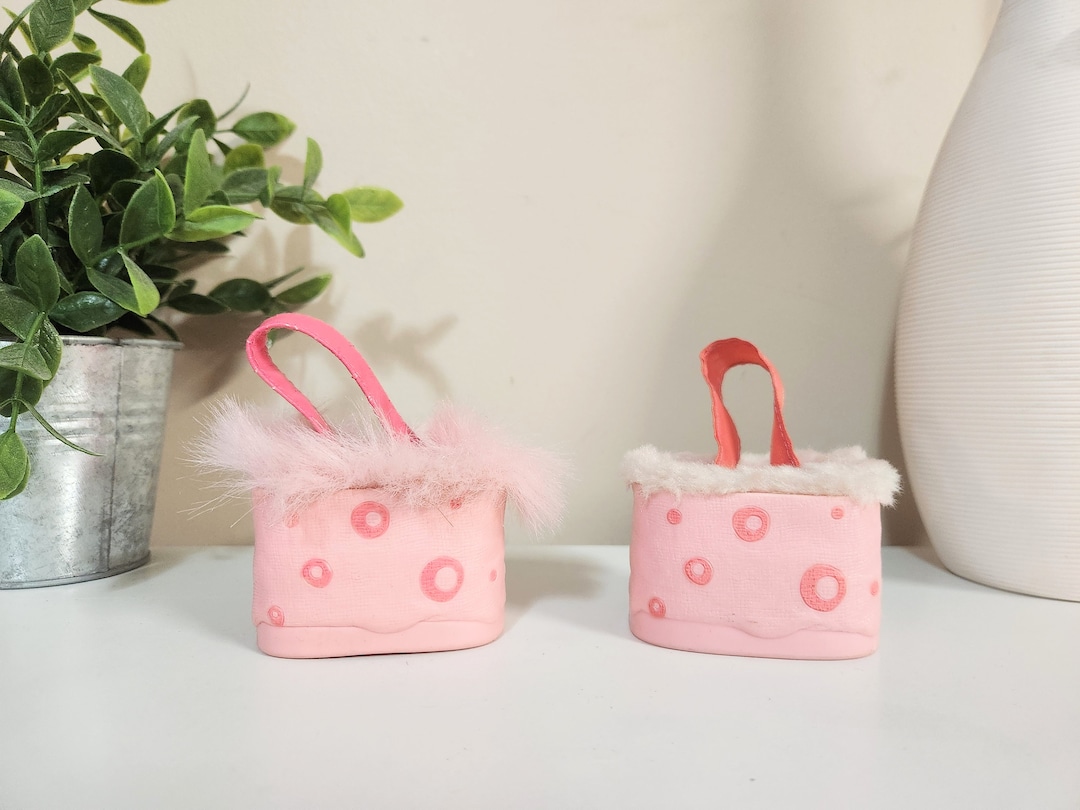 LPS Littlest Pet Shop 2004 Pink Carrier Bag Tote Purse Set of 2 Hasbro ...