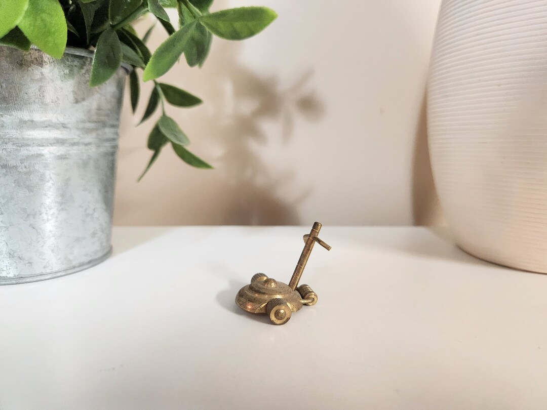 Vintage Brass Mini Lawnmower Mower Miniature Brass Figurine Dollhouse ...
