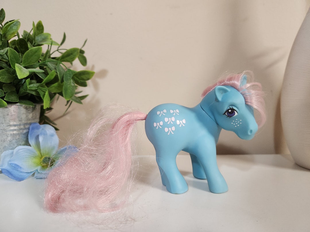 My Little Pony Bow Tie 1983 Vintage G1 Blue With Pink Bows MLP Hasbro ...