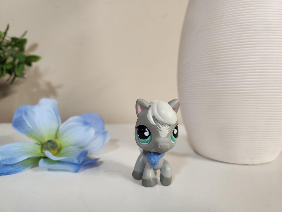 Littlest Pet Shop Horse #524 W Ribbon Accessory - Gray & White, Teal ...