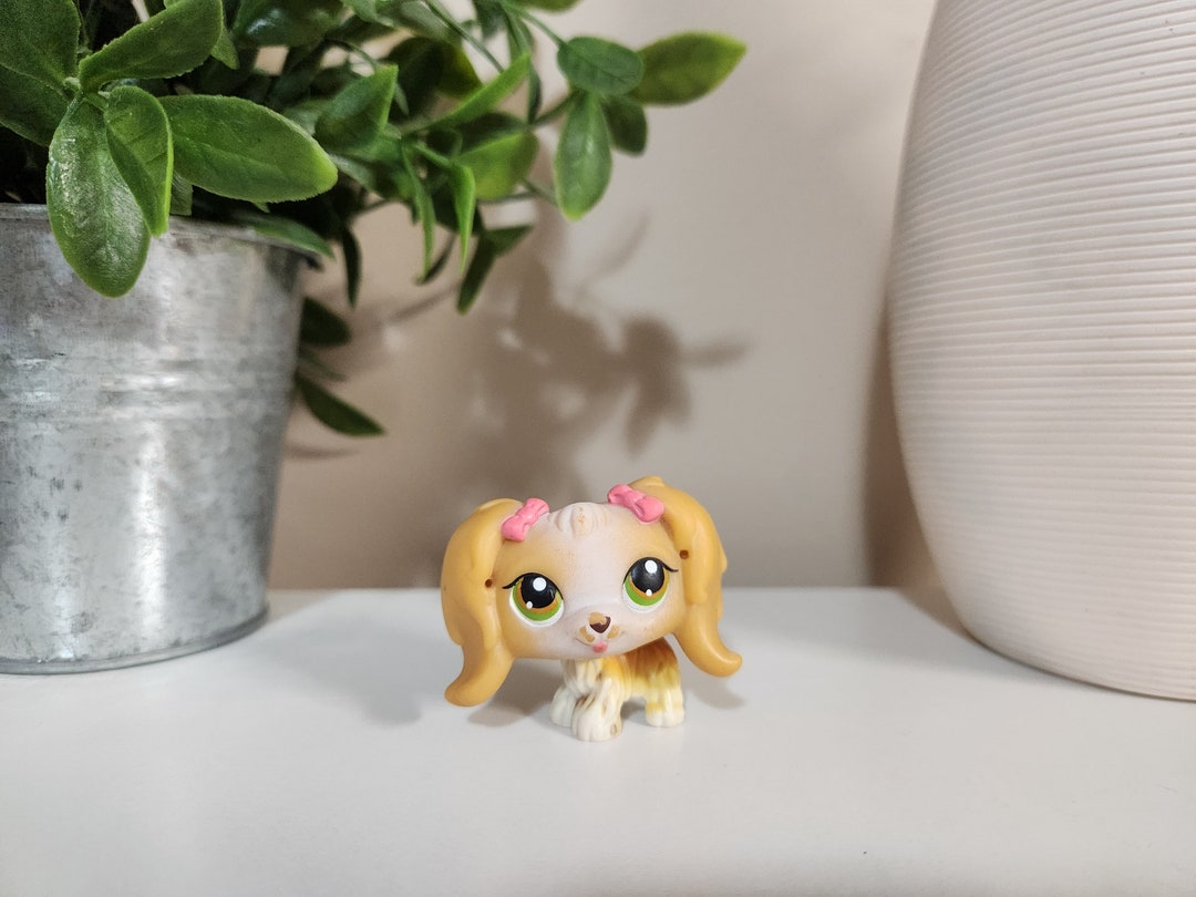 Littlest Pet Shop Maltese Dog 79 Blonde White Pink Bows Green Orange ...