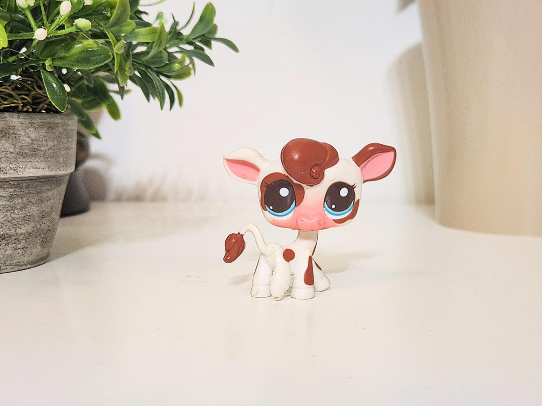 Rare LPS Cow #2505 Brown & White Spots Blue Eyes Littlest Pet Shop ...