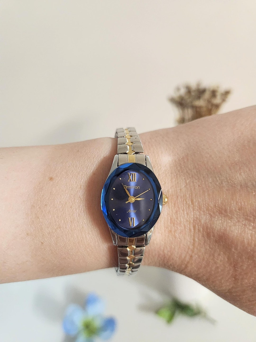 Rare Blue Dial Armitron Diamond Now Watch for Women Sapphire Blue ...