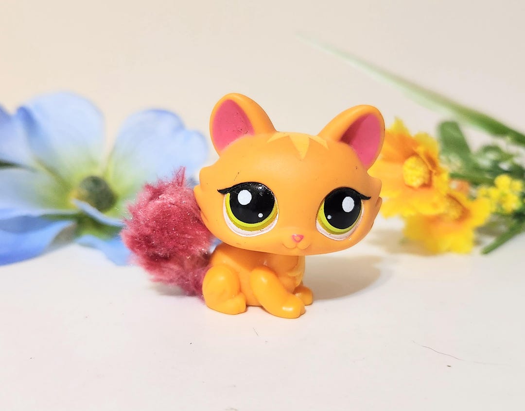 Littlest Pet Shop #2576 Orange Cat Furry Fluffy Tail-collectible LPS ...