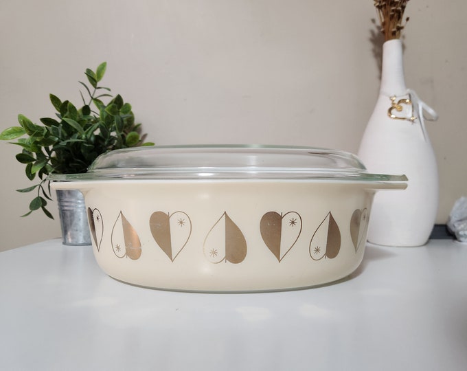 Vintage Pyrex Golden Hearts Casserole Baking Dish With Lid 045 2 1/2 Qt ...