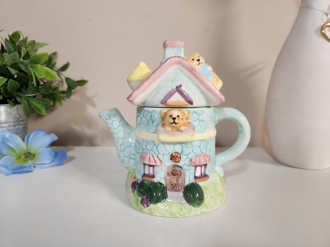 Vintage Teddy Bear Teapot 7" X 6" Wide | Cottage House - Etsy