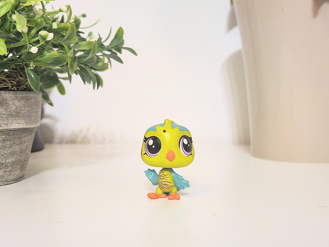 LPS Hugsy Lovejoy Bird #4014 Green Purple Striped Lovebird-littlest Pet ...