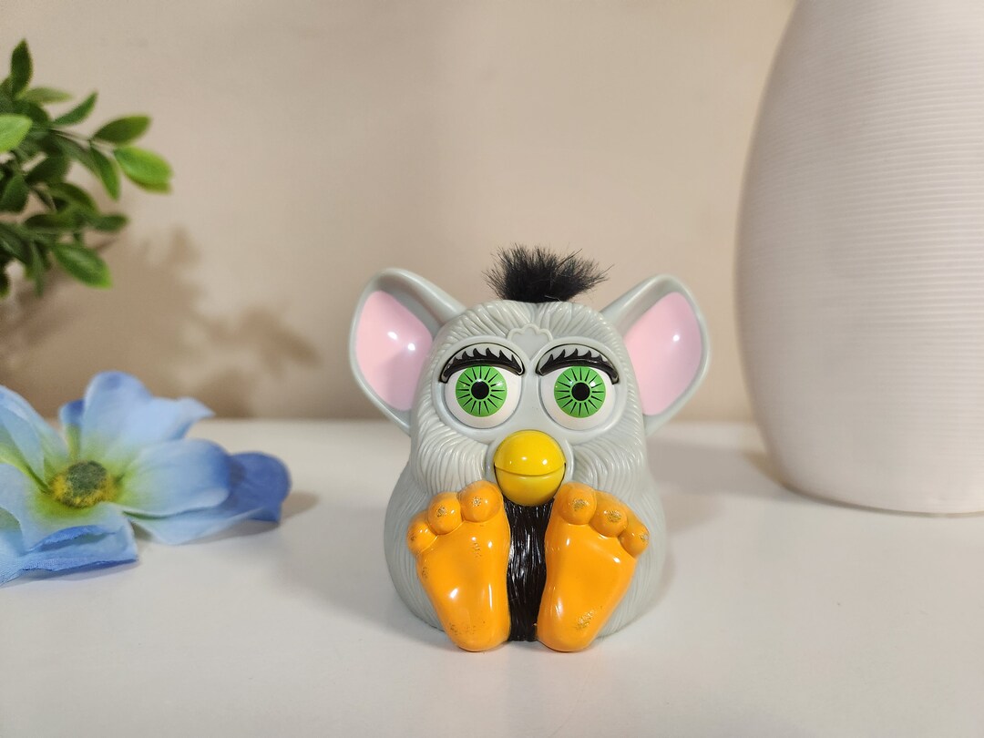 Vintage Furby Mcdonald's Toy, 1998, Plastic Furby, Mini Furby, Grey ...