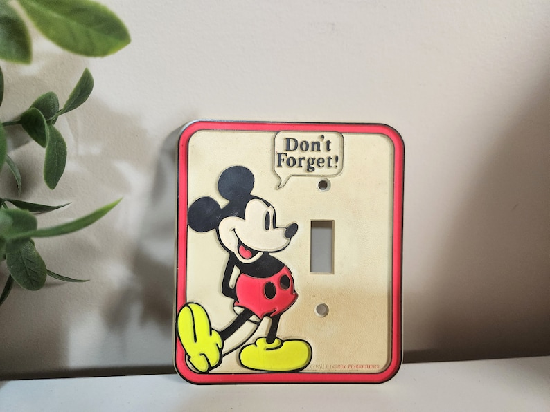 Vintage Mickey Mouse Light Switch Cover Don't Forget Plastic - Etsy