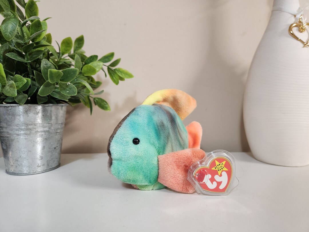 Ty Beanie Baby coral the Tie-dye Fish actual Colours Shown 6 Inch ...