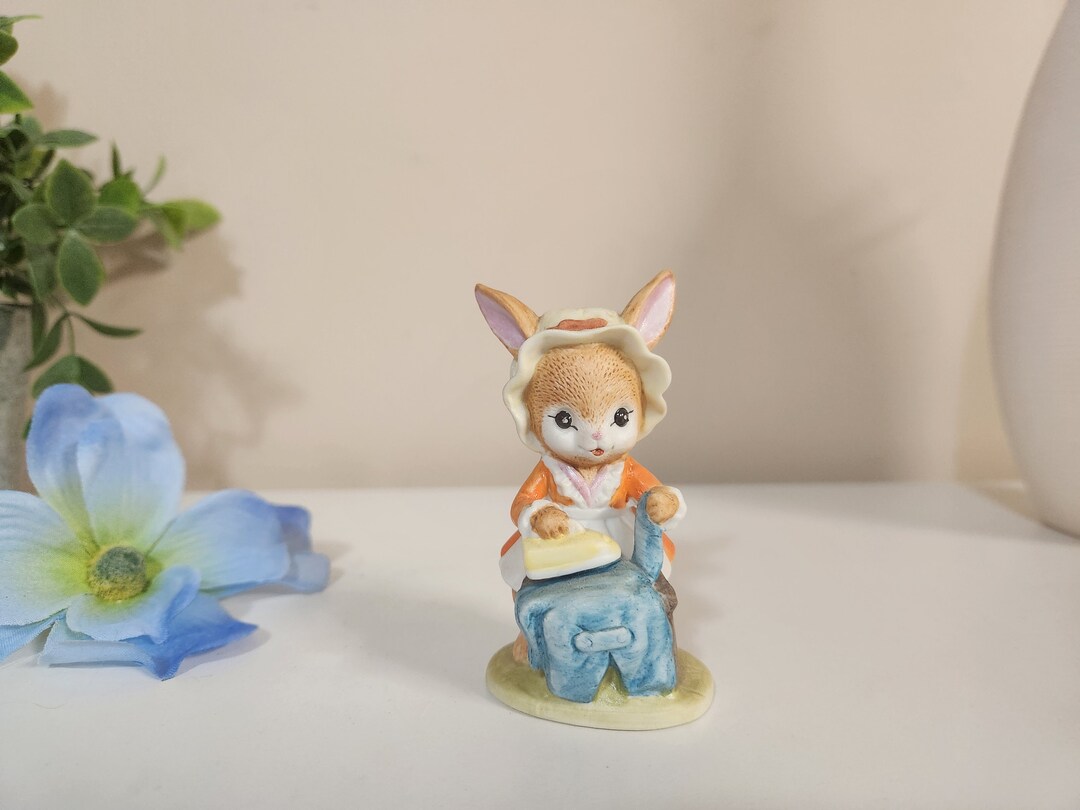 Vintage Bunny Ironing-lefton China 2264-rabbit Orange Dress Bonnet ...