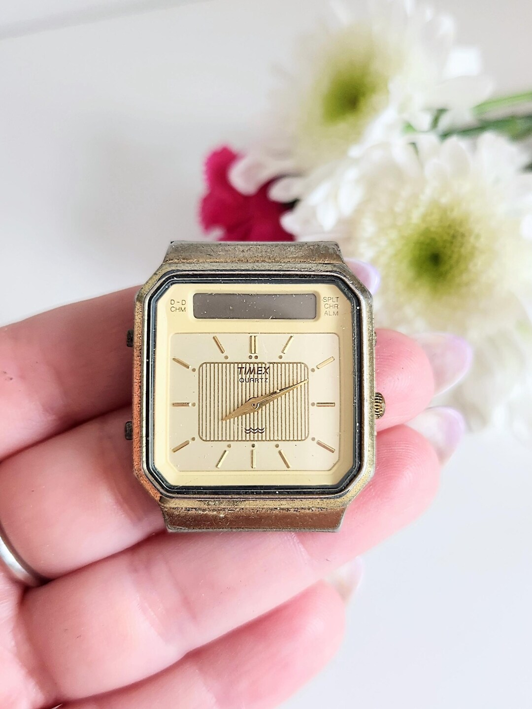 Vintage Timex K Cell Digital Analog Men's Gold-tone Quartz Watch Dual ...