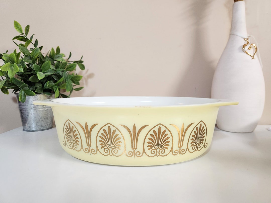 Vintage Pyrex Golden Classic Promo 2.5 Qt Oval Casserole Large Pyrex ...