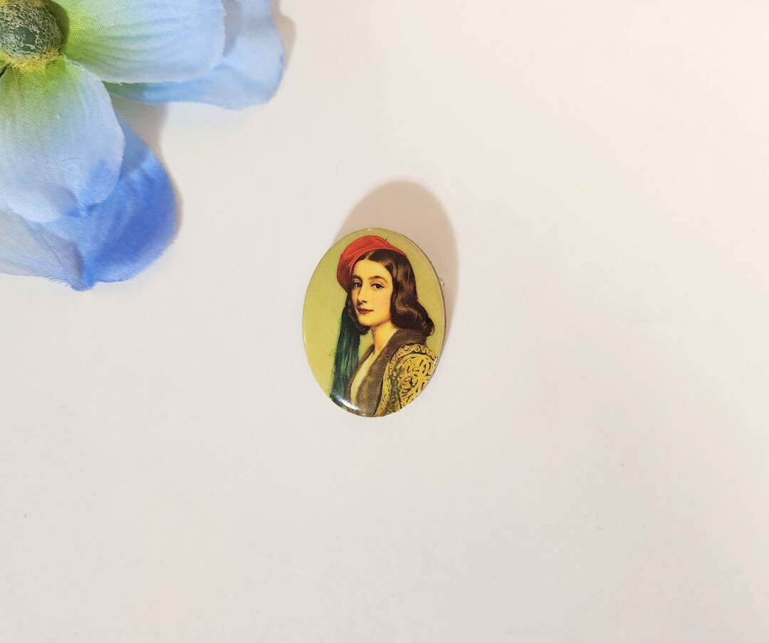 Vintage Cameo Style Portrait Brooch Pin 1.5" - Etsy