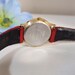Vintage Retro Timex Watch Red Genuine Leather Large Round Gold-tone ...