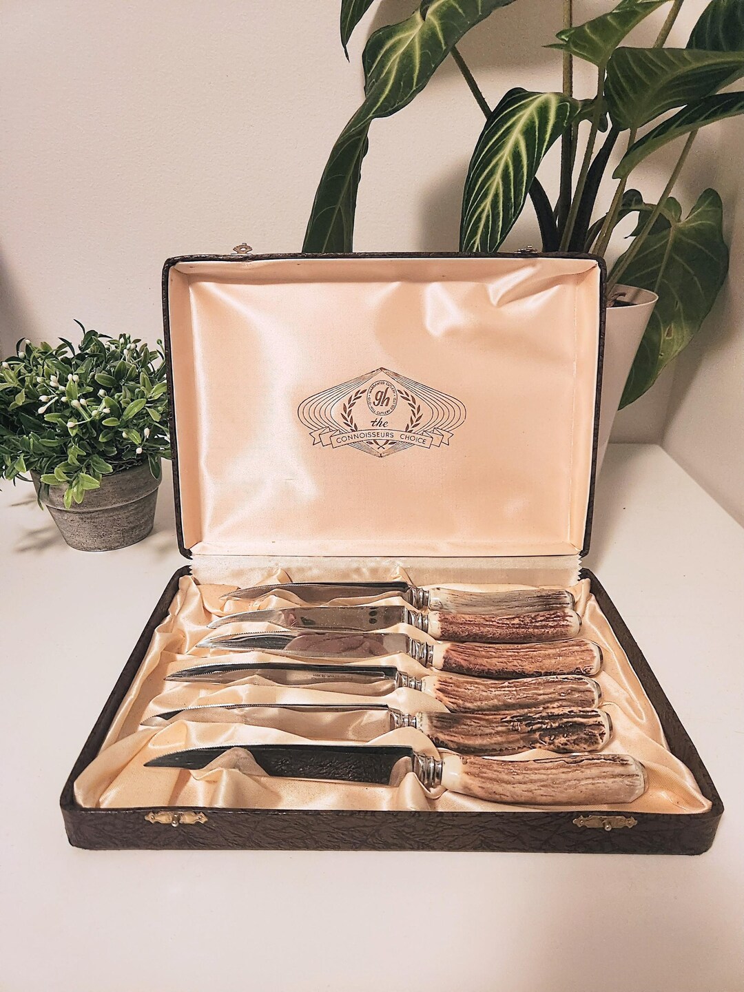 Six Genuine Rare Stagmaster Stag/antler Handle Steak Knives Made in ...