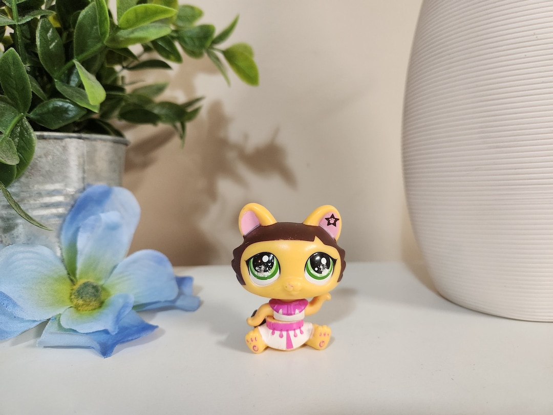 Littlest Pet Shop #2718 Dancing Cat Orange Pink White Dress ~ LPS ...