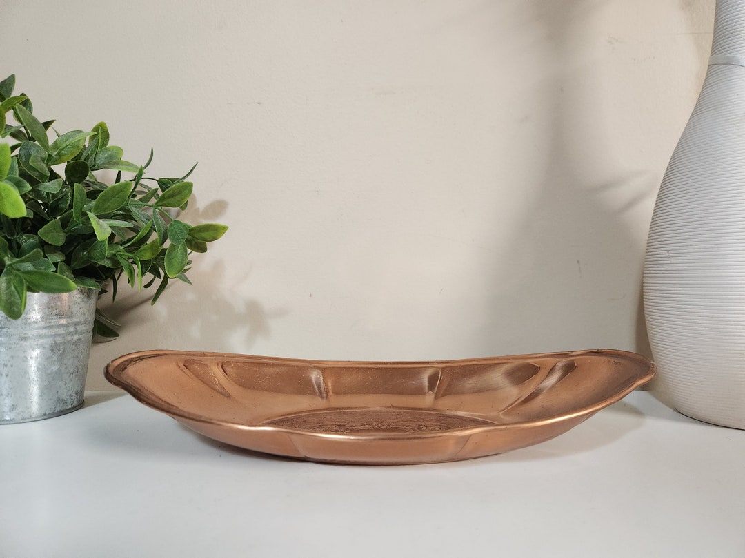 Copper Serving Candy Tray Vintage Etched Copper Candy Dish Bread Basket ...