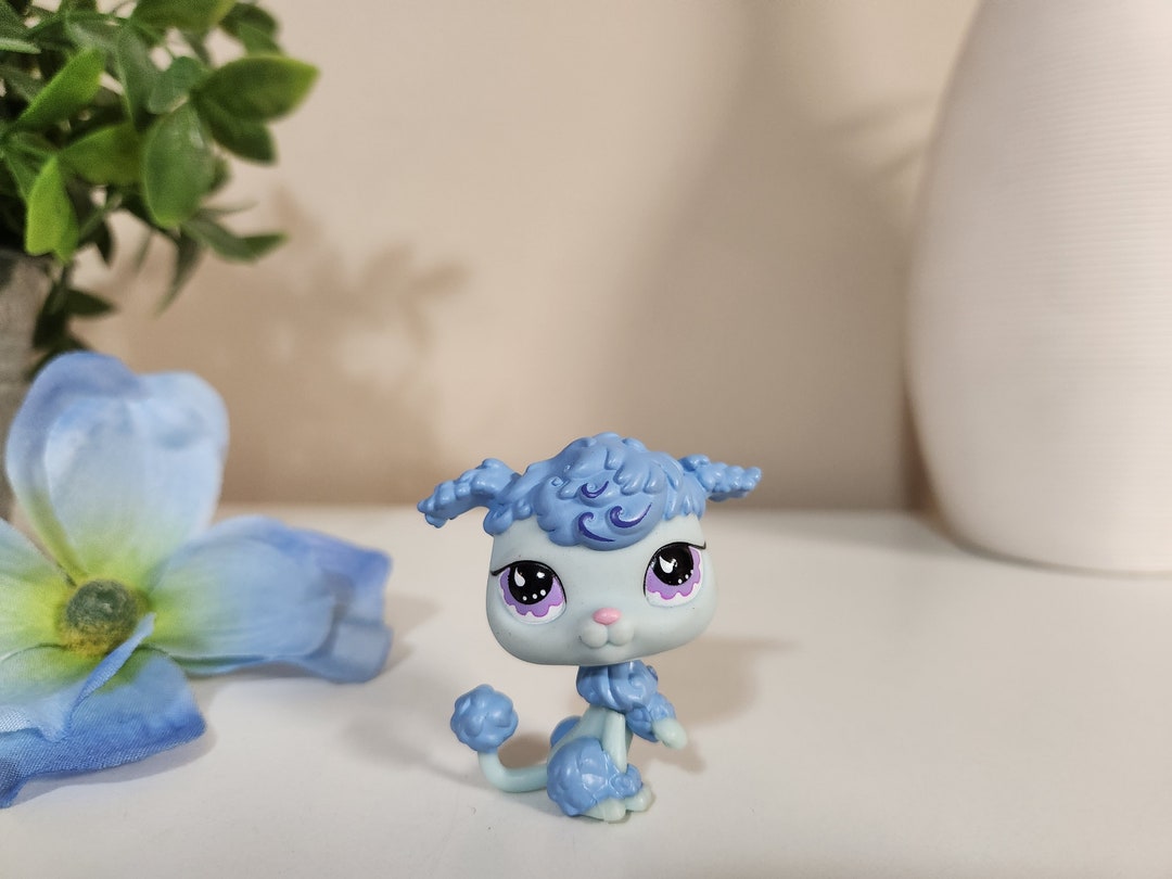 Littlest Pet Shop 591 Poodle Puppy Dog Blue Purple Lace Teardrop Eyes ...
