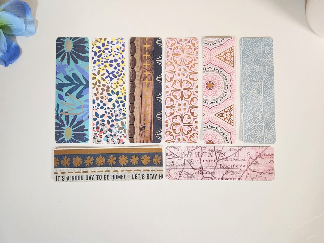 Set of 8 Bookmarks | Floral, Geometric, Map Bookmark | Handmade ...