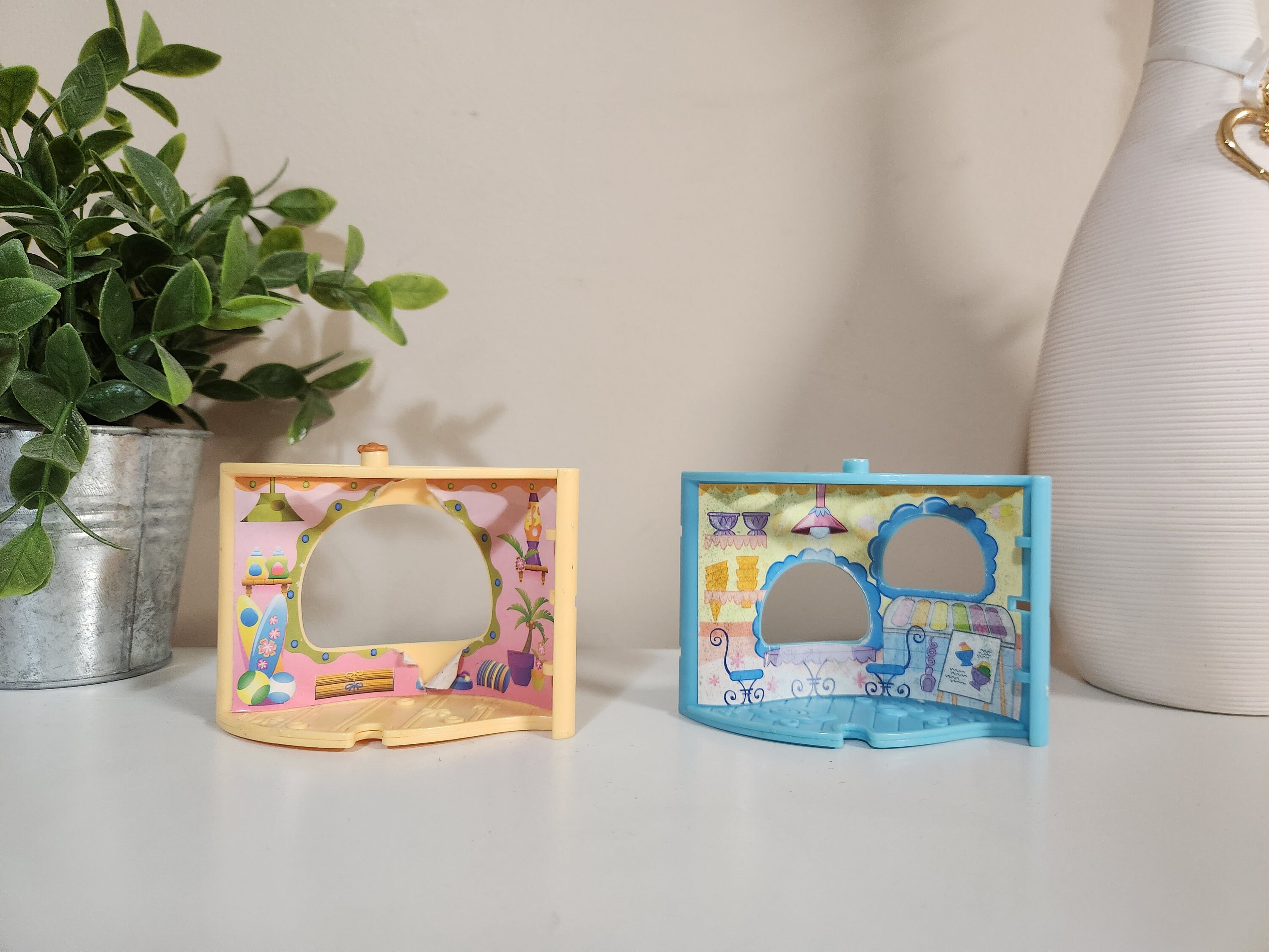 Littlest Pet Shop NOOKS Playset House Set of 2 Blue Orange Yellow ...