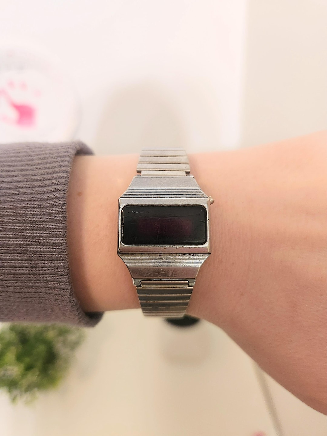 Vintage Rare 1970s TIMEX SSQ F-cell Red LED Retro Chrome Digital Watch ...