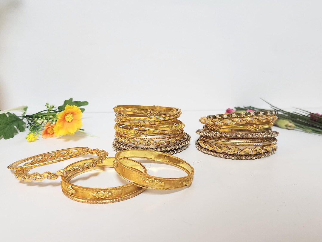 Pakistani Bollywood Gold Wedding Bangle Lot-luxury High-quality ...