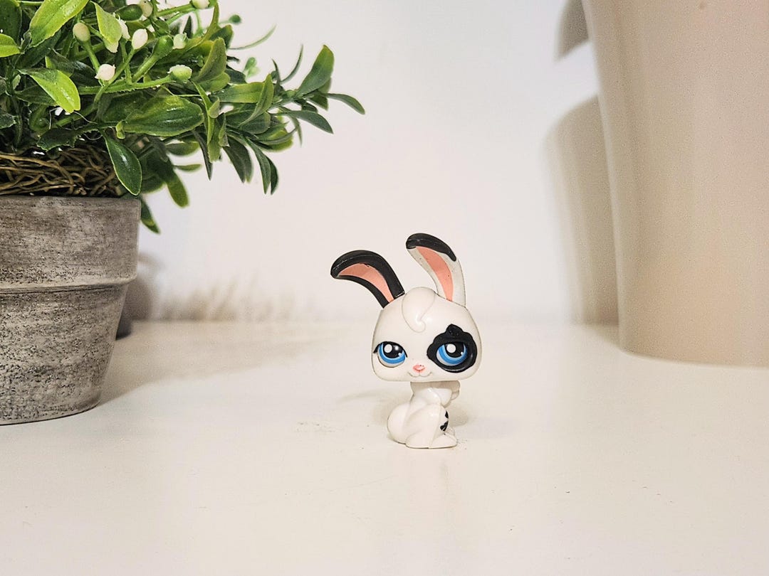 LPS Magic Motion Bunny Rabbit #PP4 Black White Blue Eyes Littlest Pet ...