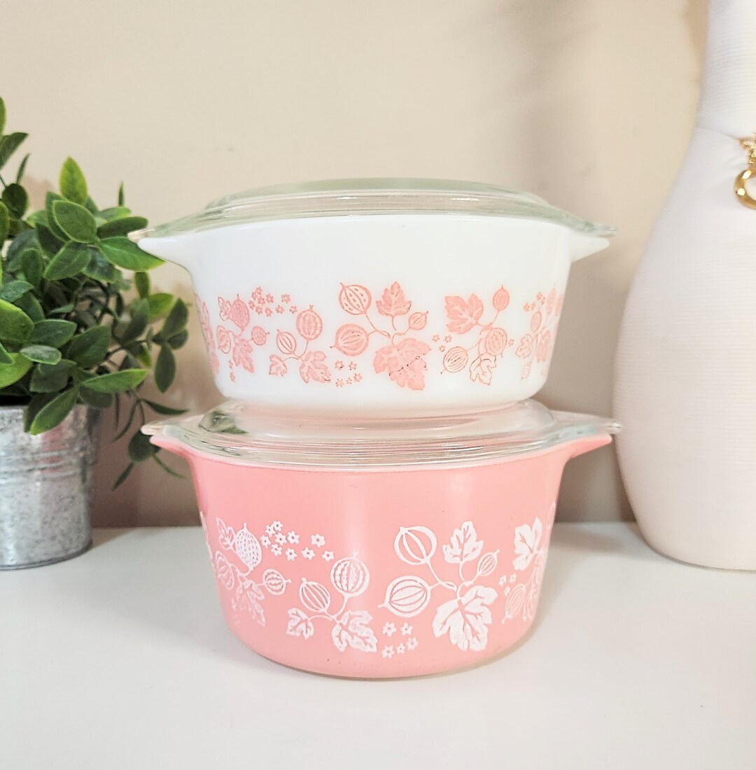 Vintage 1950s Pink Pyrex Gooseberry Casserole Dish Set 472 & 473 - Etsy