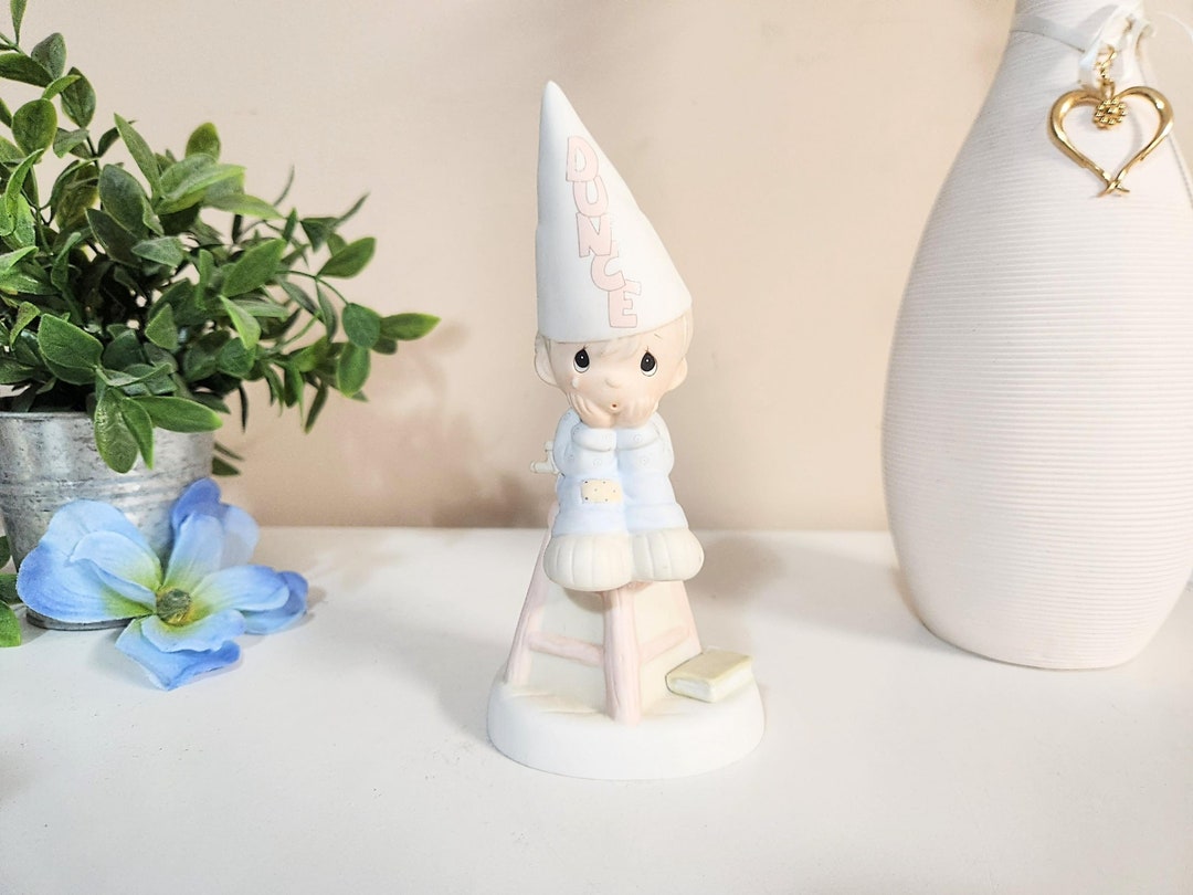 Vintage Precious Moments Boy DUNCE Hat Crying - 1980s Enesco Figurine ...