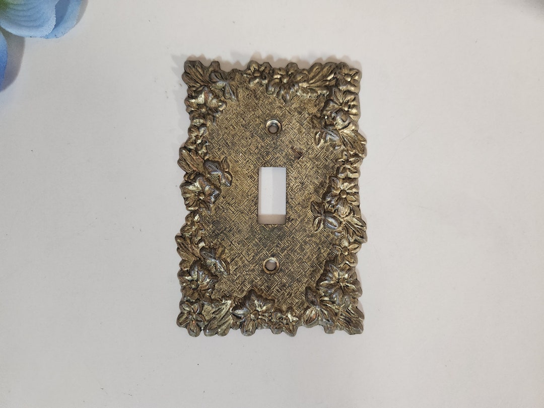 Vintage Edmar Brass Light Switch Cover Ornate Floral 1960s Outlet Face ...