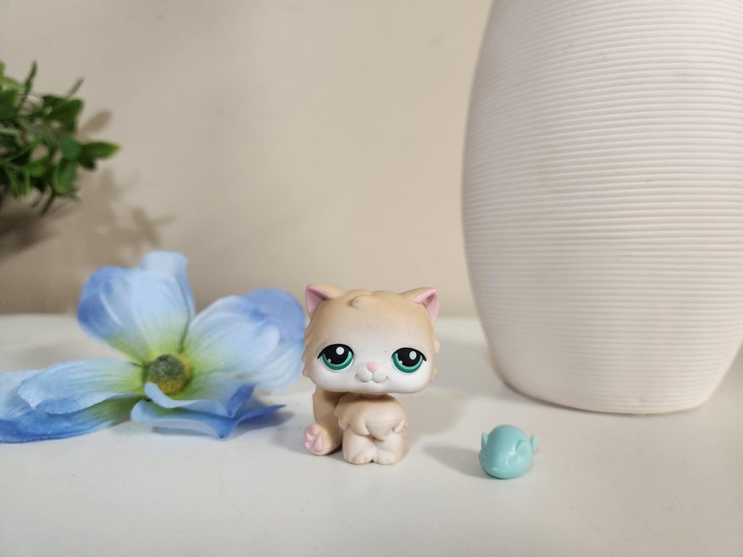 PERSIAN CAT 129 Littlest Pet Shop W/ Blue Toy Mouse Accessory Authentic ...