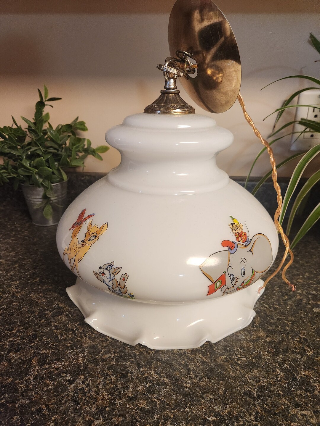 Vintage Walt Disney Ceiling Light Fixture Milk Glass Shade /globe ...