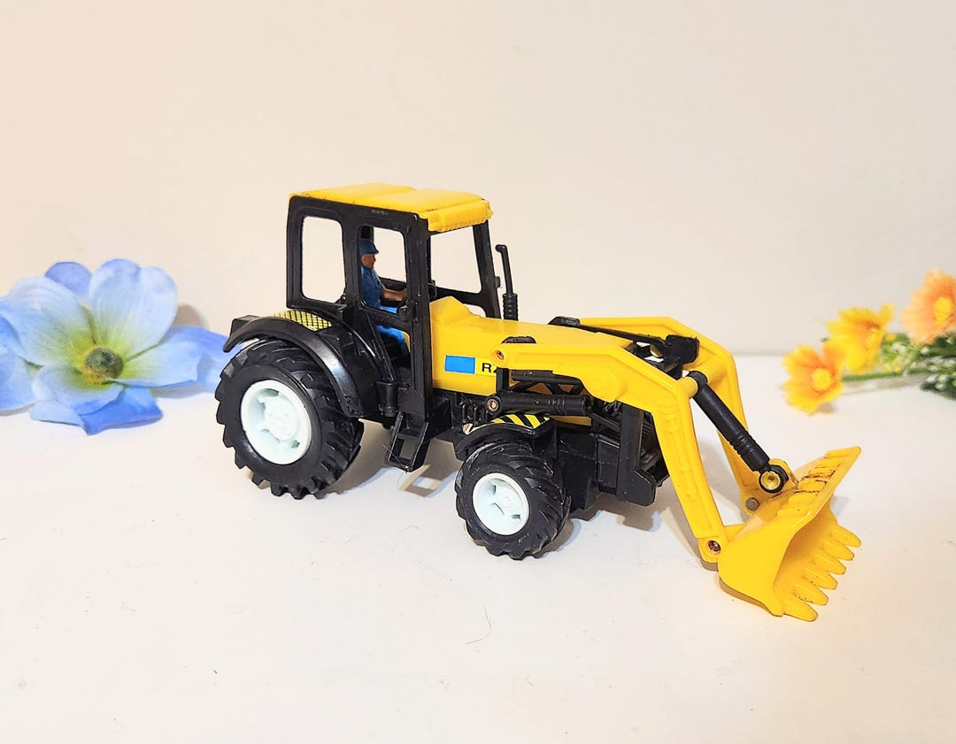 Rare Vintage New Ray Tractor RZ-1 W/ Loader-retro Yellow Bulldozer ...