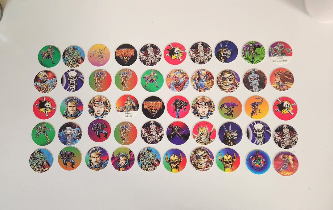 Skeleton Warrior Pogs Set of 50 Game Pieces Lot 4 - 1990s Game Night ...