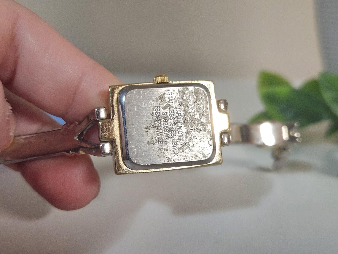 Gruen Diamond Quartz Watch Gold Silver Tone Square/rectangle MOP Women ...