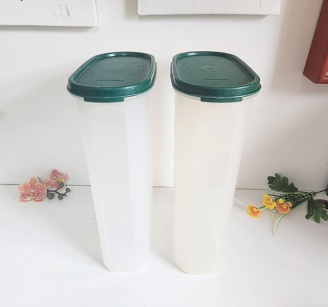 Vintage Tupperware Modular Mates Set of 2 Green Lids 12 1/4 Cups Clear ...