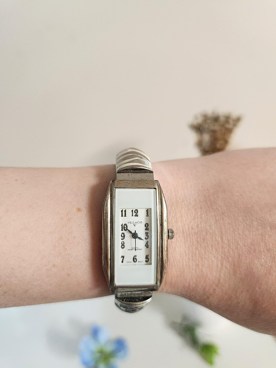 Vintage VELLACIO Wristwatch White Enamel Silver-tone Stripes - Spring ...