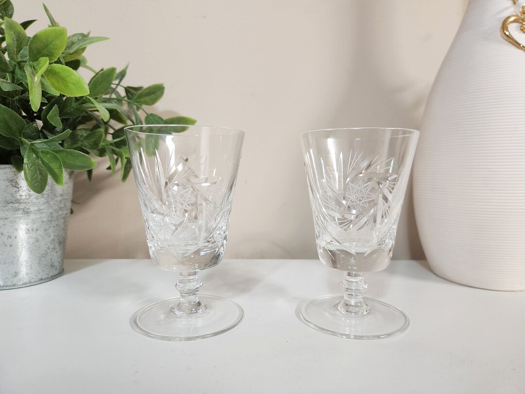 Vintage Pinwheel Crystal Wine Glasses / Water Goblets Set of 2 - Etsy
