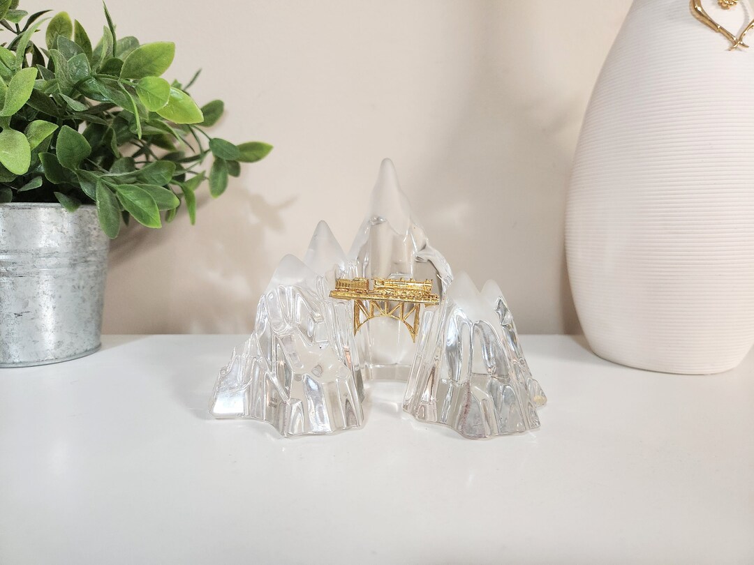 Vintage Franklin Mint Crystal Mountain Gold Train Sculpture Made in ...