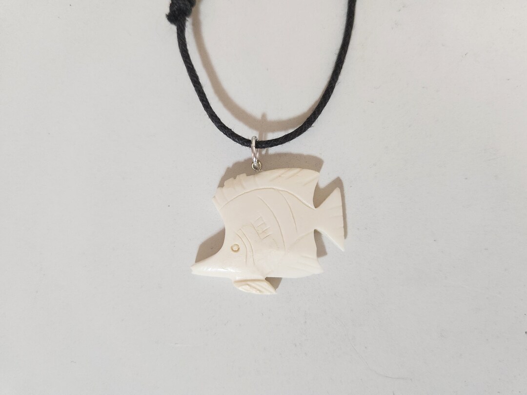 Vintage Inuit Carved Bovine Bone Fish Pendant Necklace - Etsy