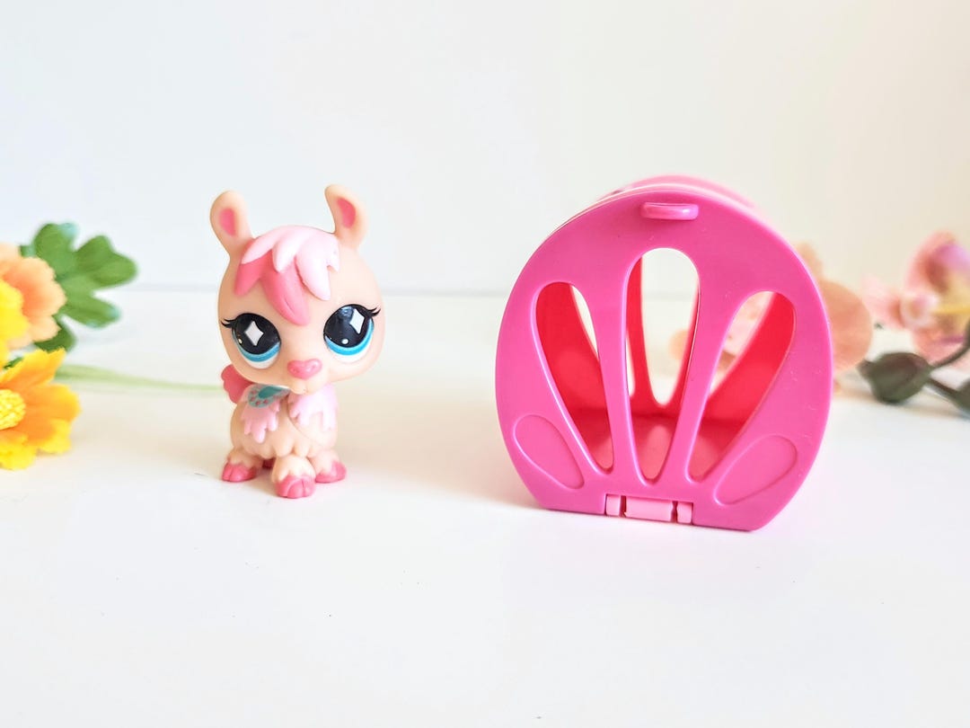 Rare LPS #198 Pink Llama W Pet Carrier Accessory-collectible Littlest ...