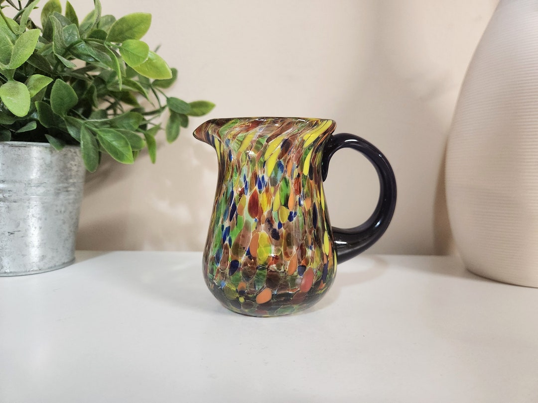 Vintage Hand Blown Confetti Glass Creamer Pitcher - Etsy