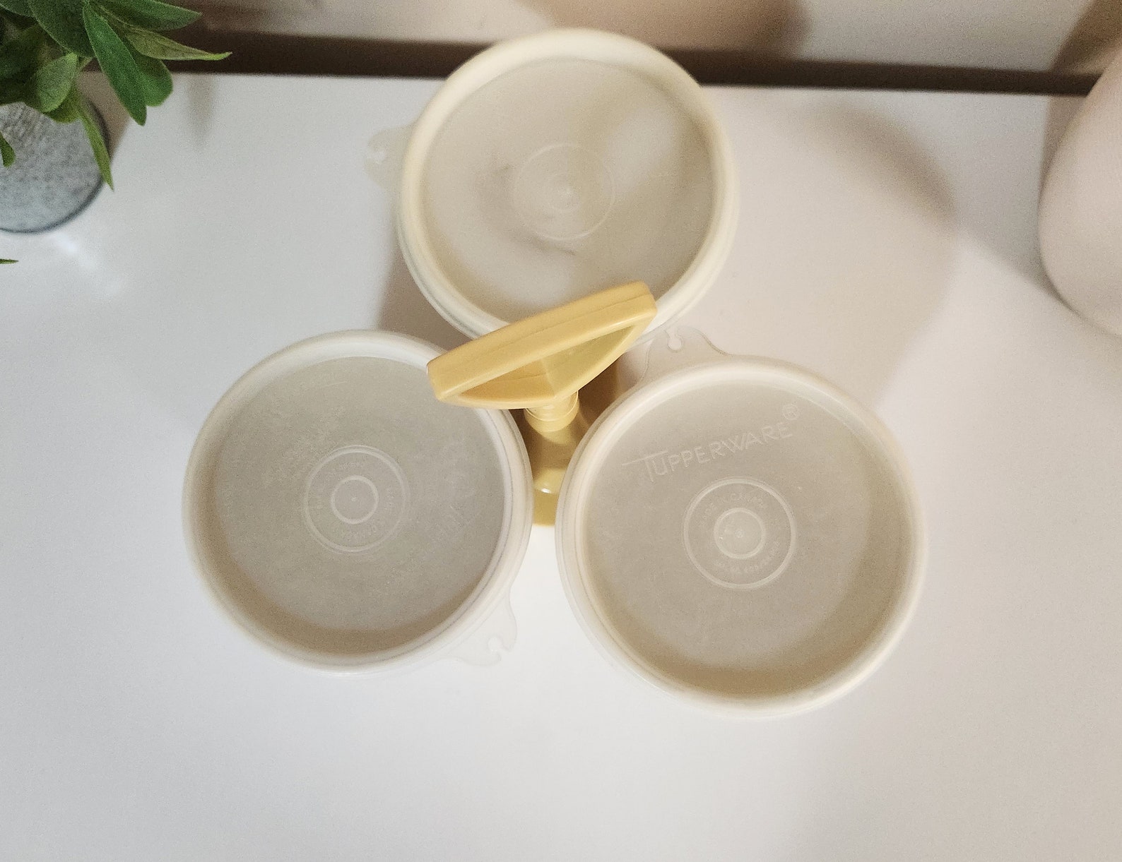 Vintage Tupperware Cruet Set of 3 Condiment Containers W/ Holder Fridge ...