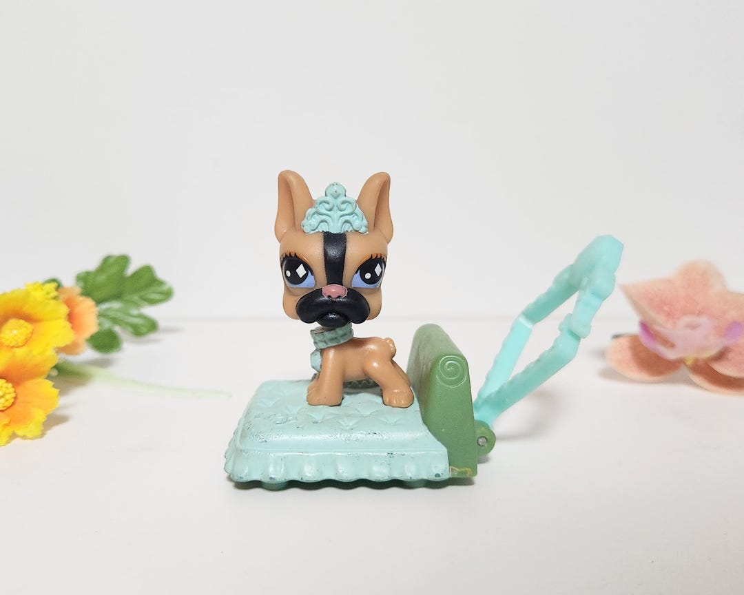 Littlest Pet Shop French Bulldog/frenchie Blue Crown/tiara LPS Princess ...