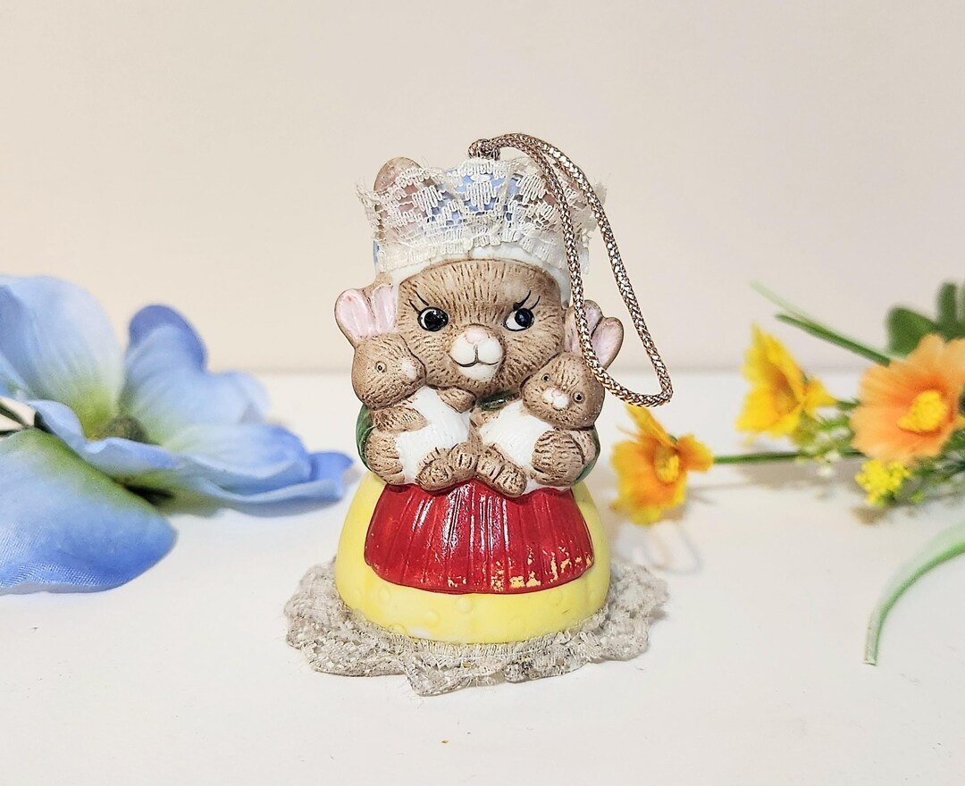 Vintage Mama/baby Bunny Porcelain Bell Clapper Legs JSNY Ceramic ...