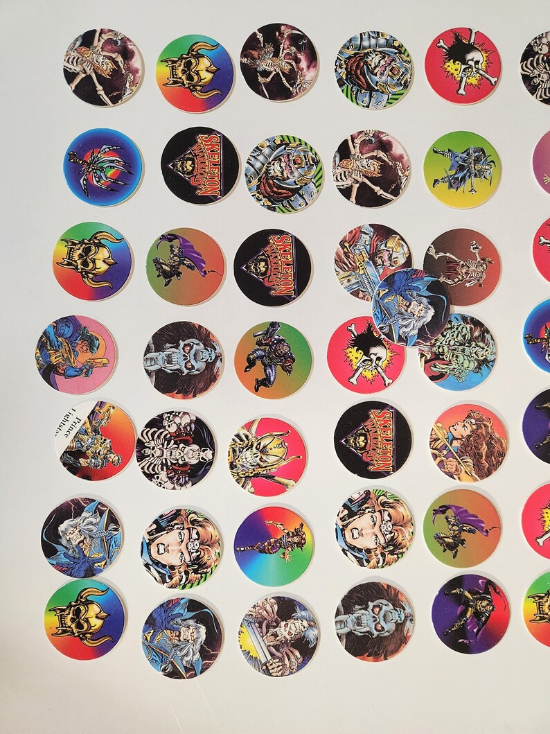 Skeleton Warrior Pogs Set of 50 Game Pieces Lot 1 - 1990s Game Night ...