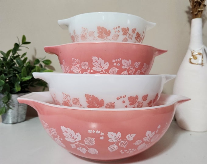 Vintage Pink Pyrex Gooseberry Cinderella Mixing Nesting Bowl Set of 4 ...